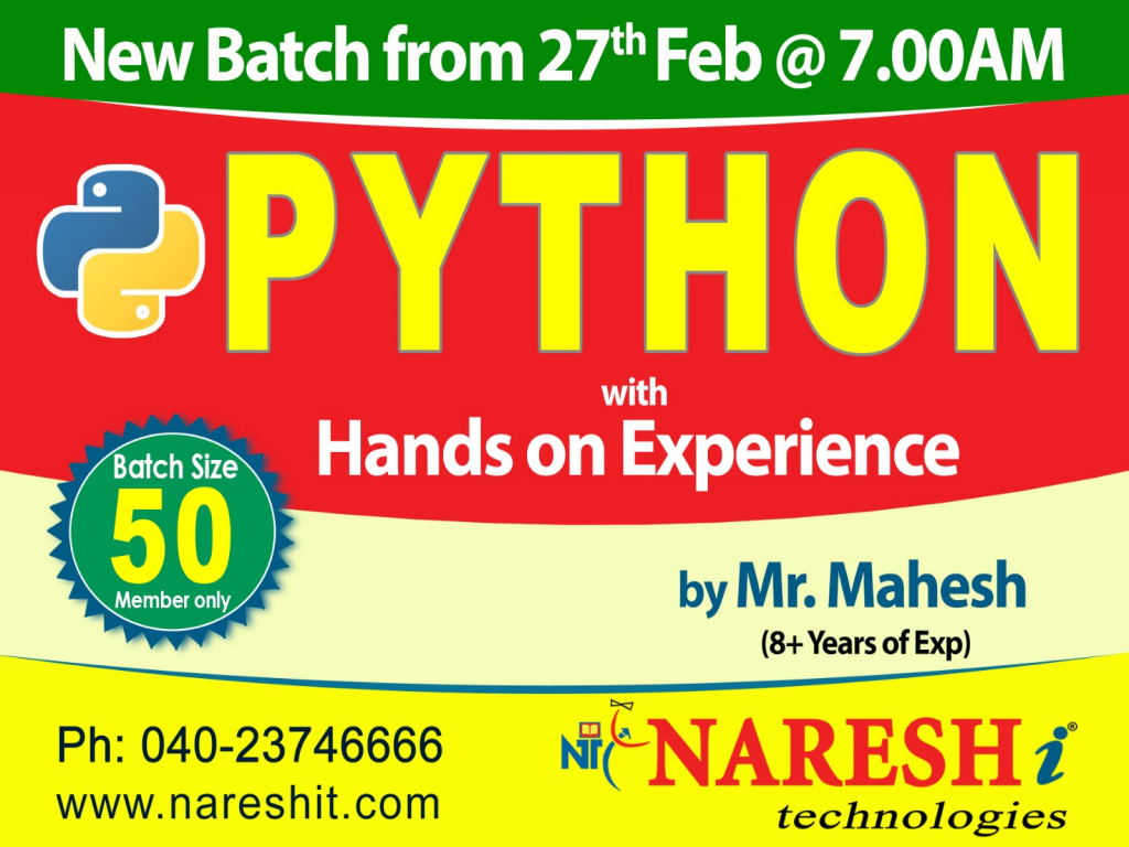 Free Offline Demo On Python by Mr. Mahesh - NareshIT Free Offline Demo On Python by Mr. Mahesh - NareshIT